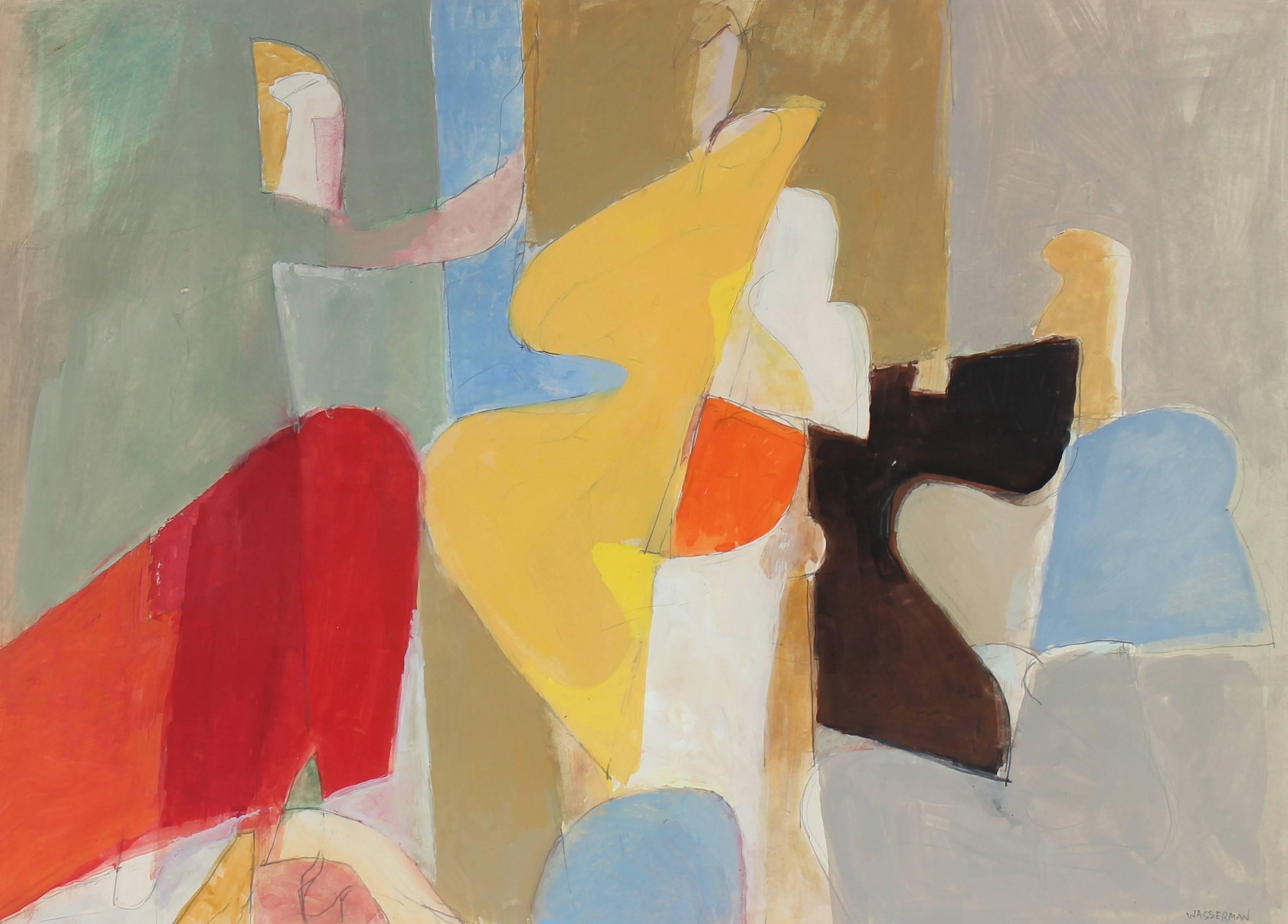 Gerald Wasserman - Deconstructed Figures Abstract at 1stDibs