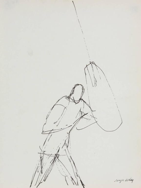 Hugh Wiley - The Boxer, Ink on Paper, 1958 For Sale at 1stDibs