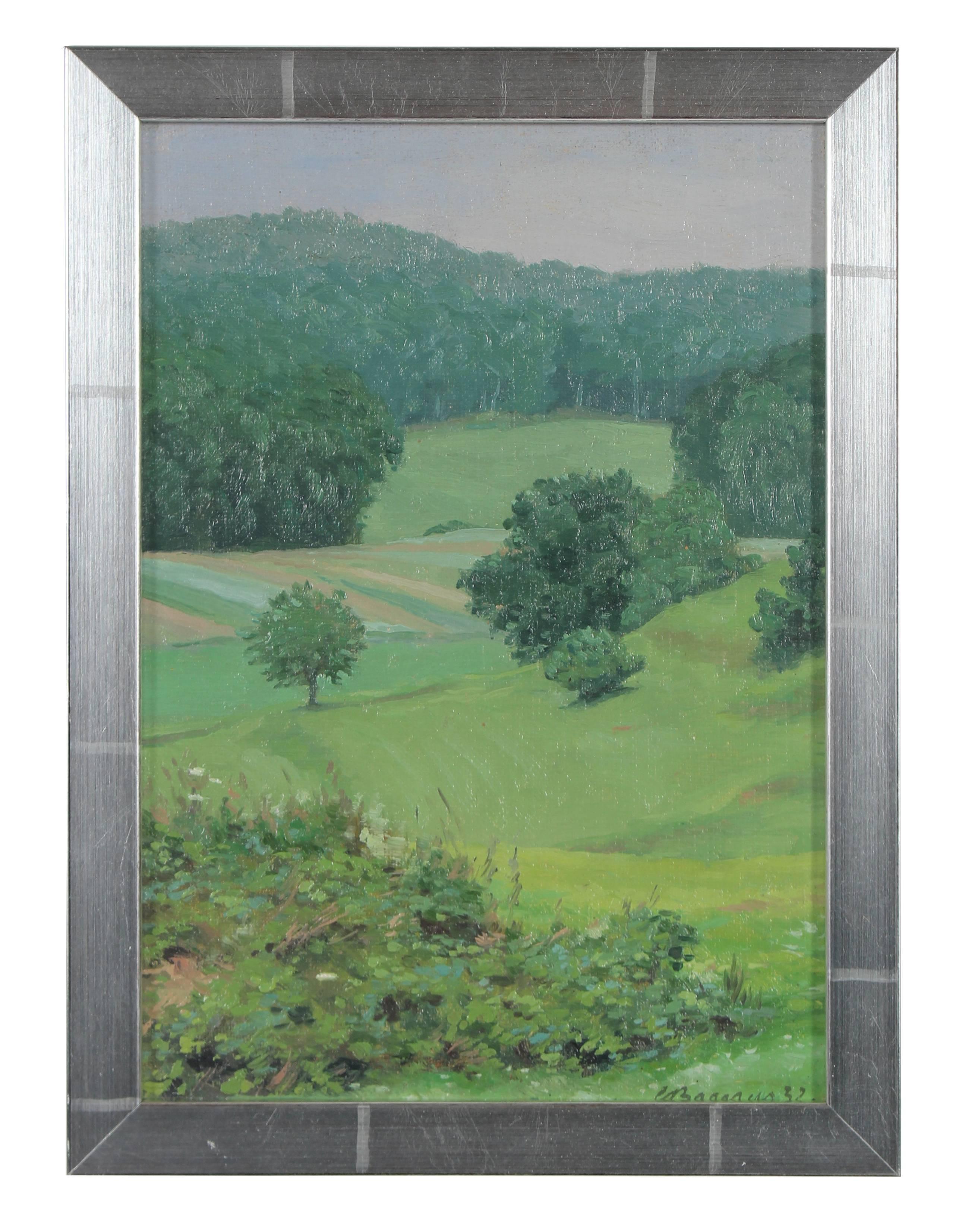 Carl Barnas - "Hirzwiese from Rotenberg" German Impressionist Landscape ...