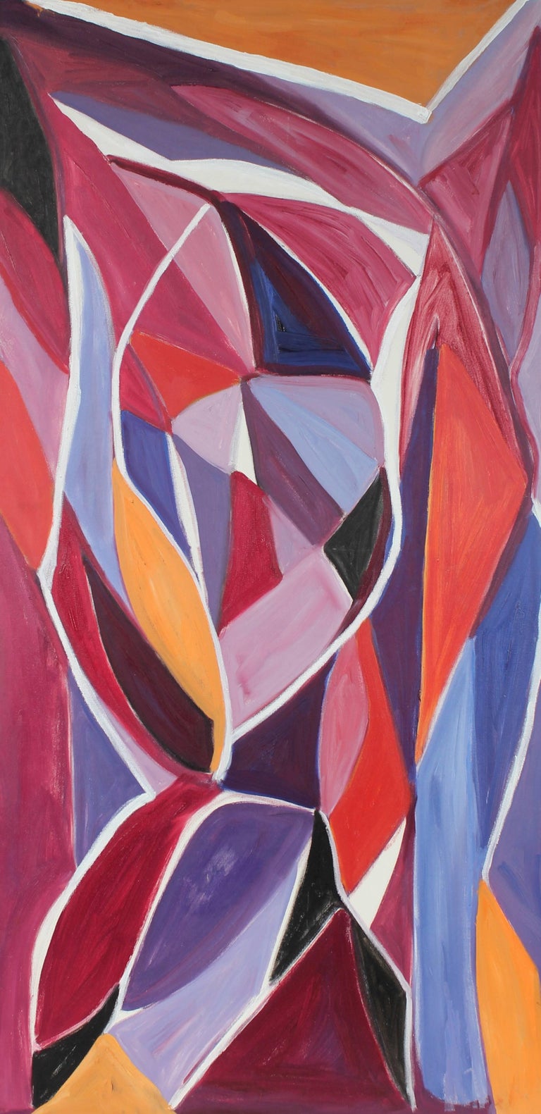 Georgette London Owens - "Autumn Leaves" Cubist Abstract in Oil, 20th ...