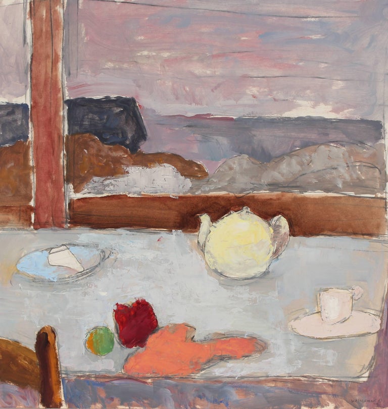 Gerald Wasserman - Window Sill with Tea Pot, Still Life in Oil, 1970s ...