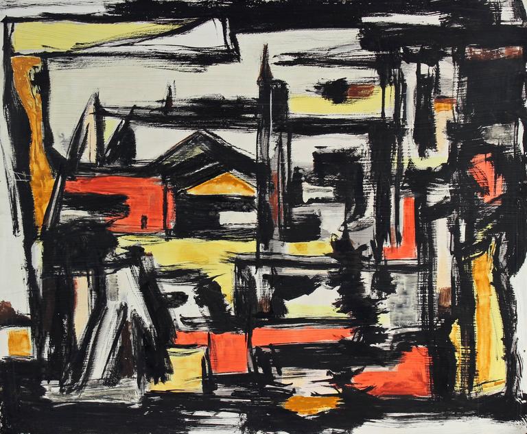 Gustav Friedmann - Abstract Expressionist Landscape Painting, Circa ...