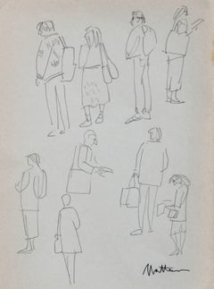 Edith Bry - Street Entertainers, Graphite on Paper, Circa 1930s For ...