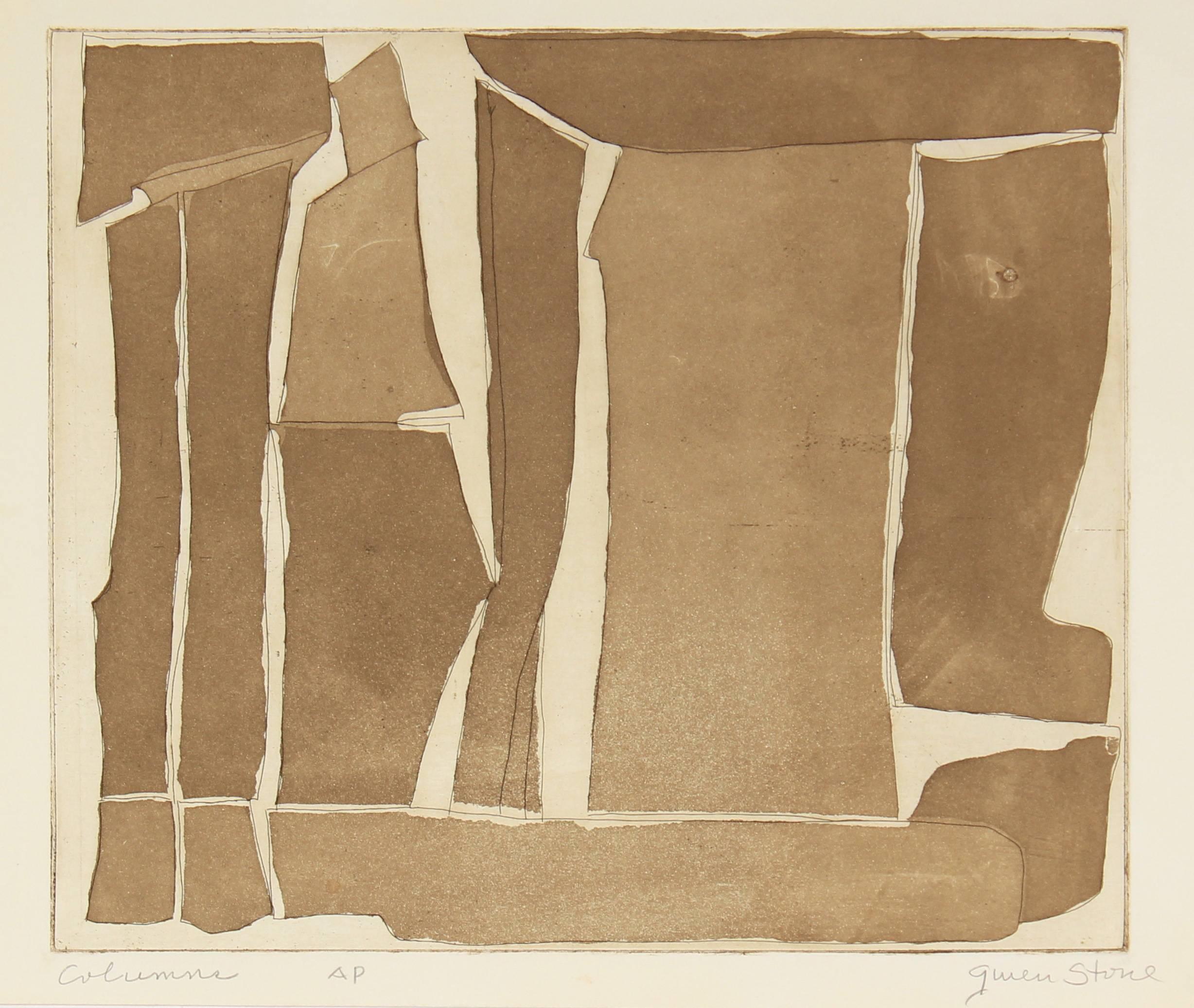 Gwen Stone - Monochromatic Abstract Etching "Columns" by Gwen Stone at ...