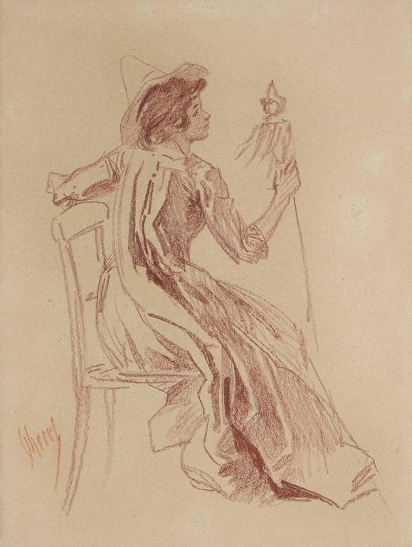 Jules Chéret - French Turn of the Century Crayon Drawing by Jules ...