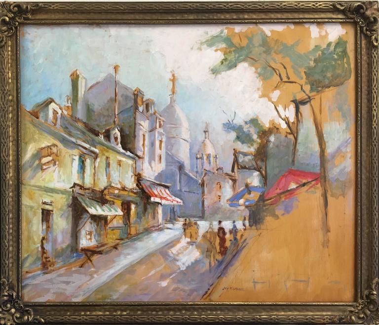 Joseph Raphael - Parisian Street Scene, Painting For Sale at 1stdibs