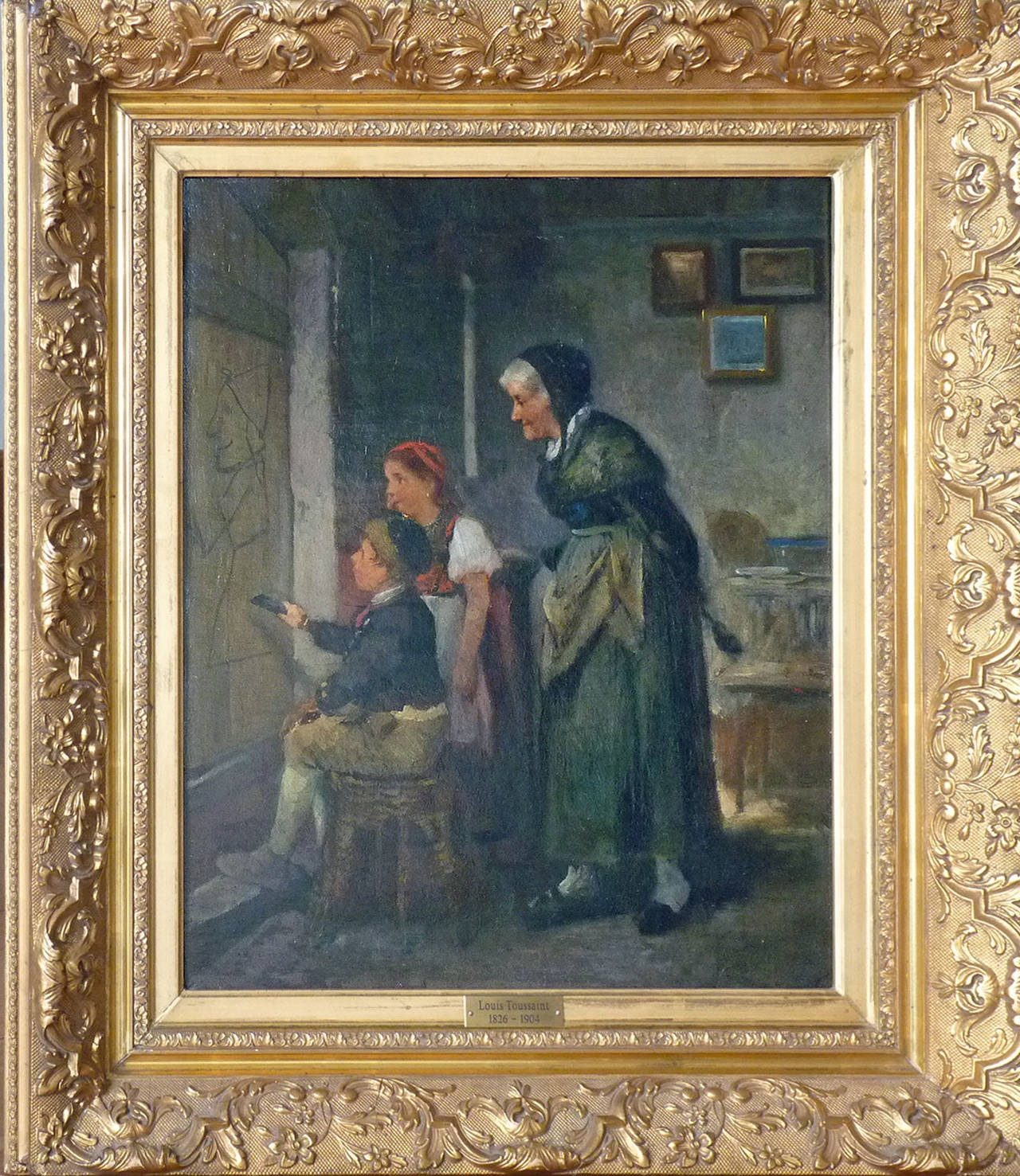 Louis Toussaint - The Little Artist, genre painting by german Louis ...