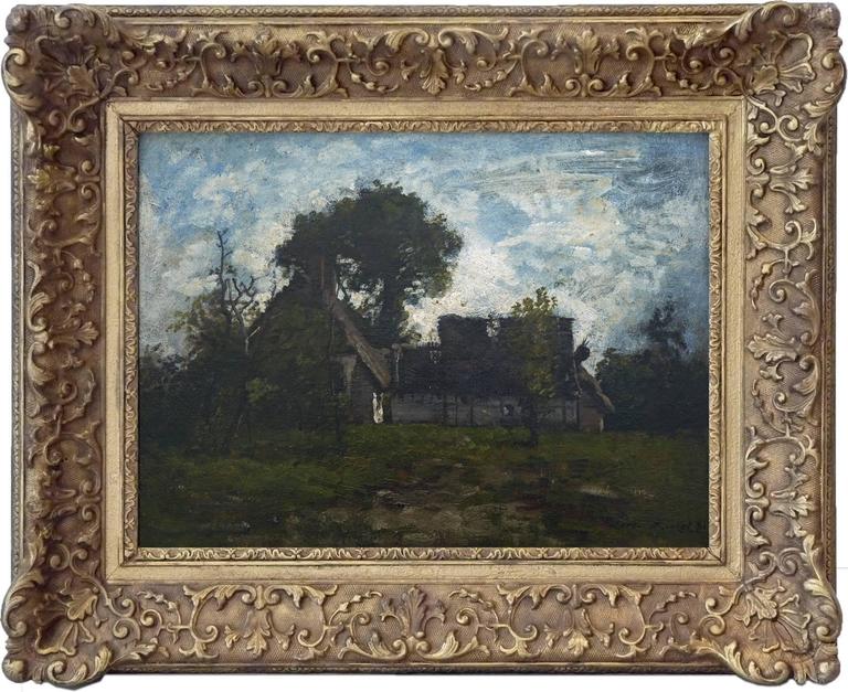 Leon Richet - Old farmyard in Fontainebleau forest, signed oil by ...