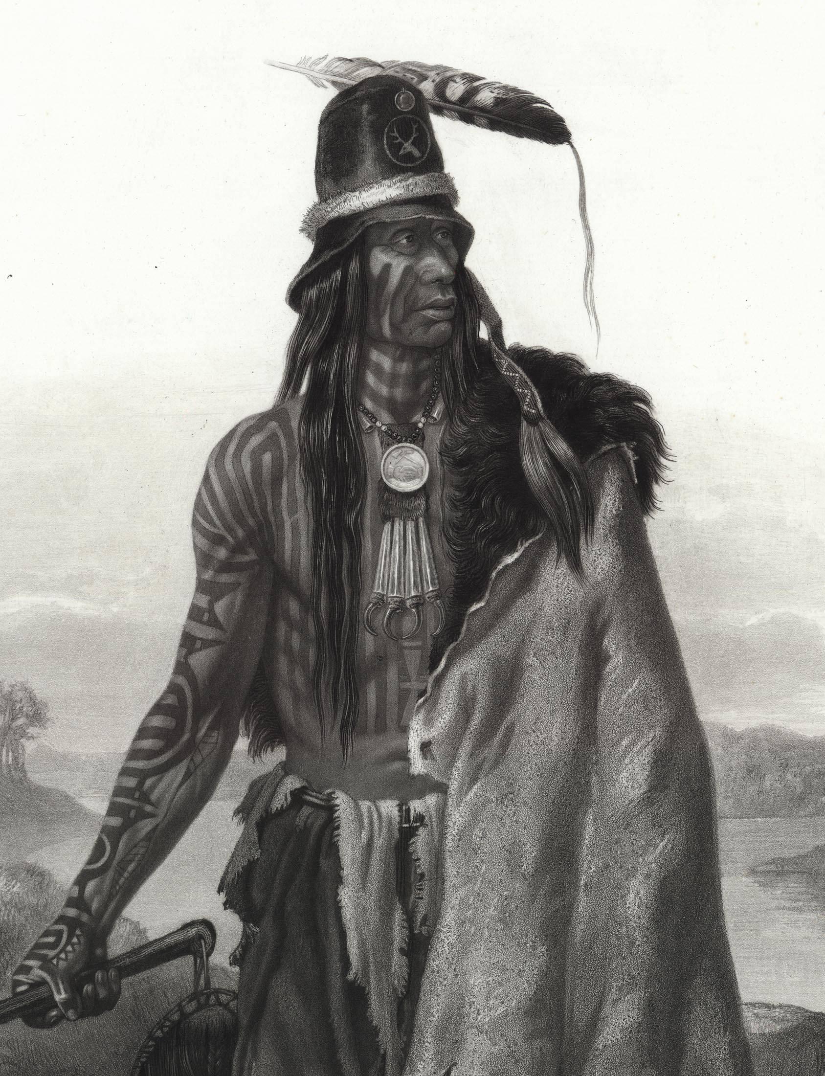 Karl Bodmer - Abdih-Hiddisch. A Minatarre Chief. Tab 24. For Sale at ...