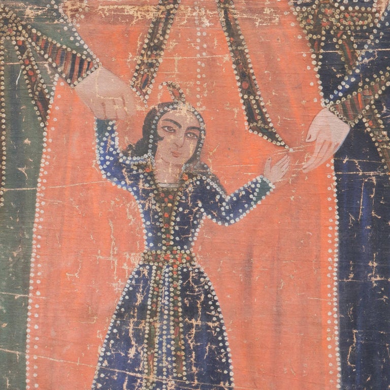 Unknown - 'Sisters with a Songbird', 18th century Qajar Dynasty Persian ...