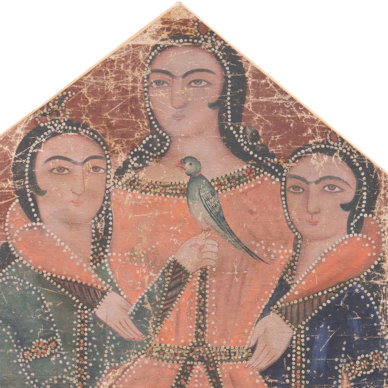 Unknown - 'Sisters with a Songbird', 18th century Qajar Dynasty Persian ...