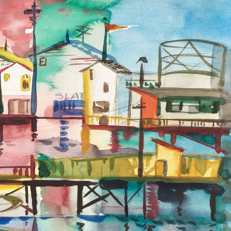Muriel Backman - 'Monterey Pier', California Modernist, Woman Artist ...