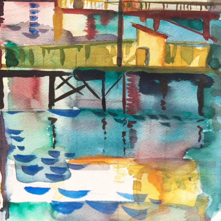 Muriel Backman - 'Monterey Pier', California Modernist, Woman Artist ...