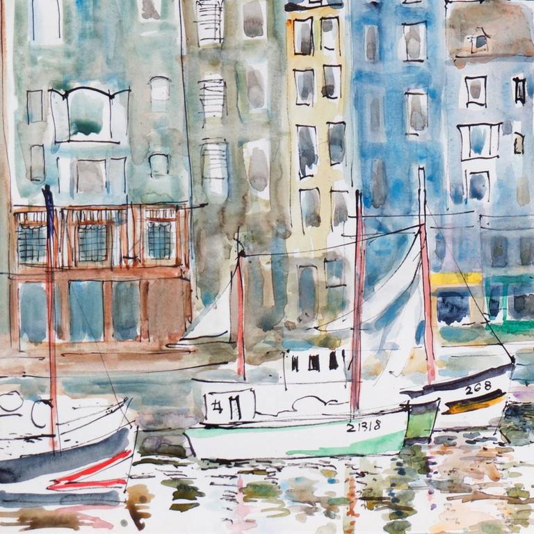 Vincent Breton - The Harbor at Honfleur at 1stDibs