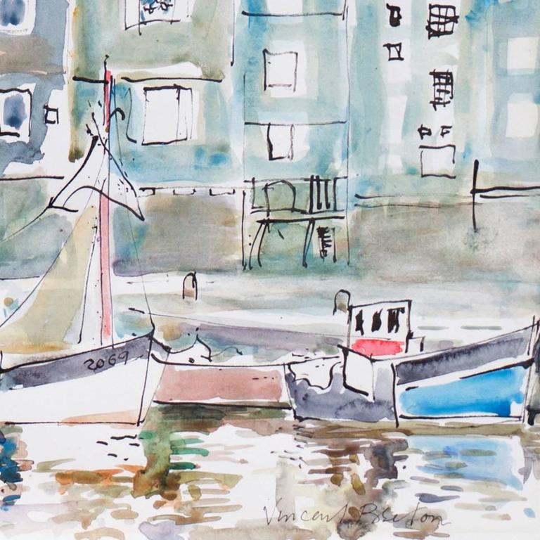 Vincent Breton - The Harbor at Honfleur at 1stDibs