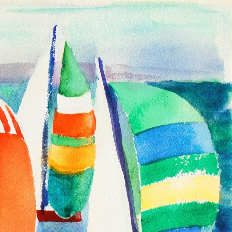 Lucille Marie Johnston - 'Spinnakers at Sunset', California Watercolor ...