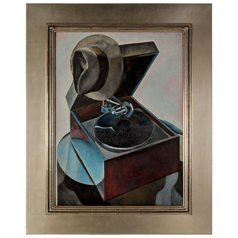Robert Horwood - Precisionist Painting of a Phonograph with Fedora For ...