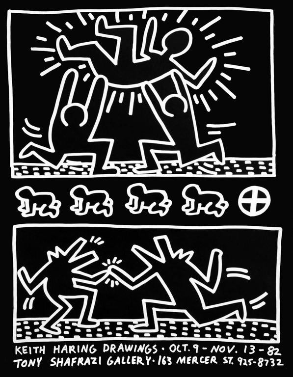 Keith Haring - Keith Haring Drawings, Rare Exhibit Poster, Shafrazi ...