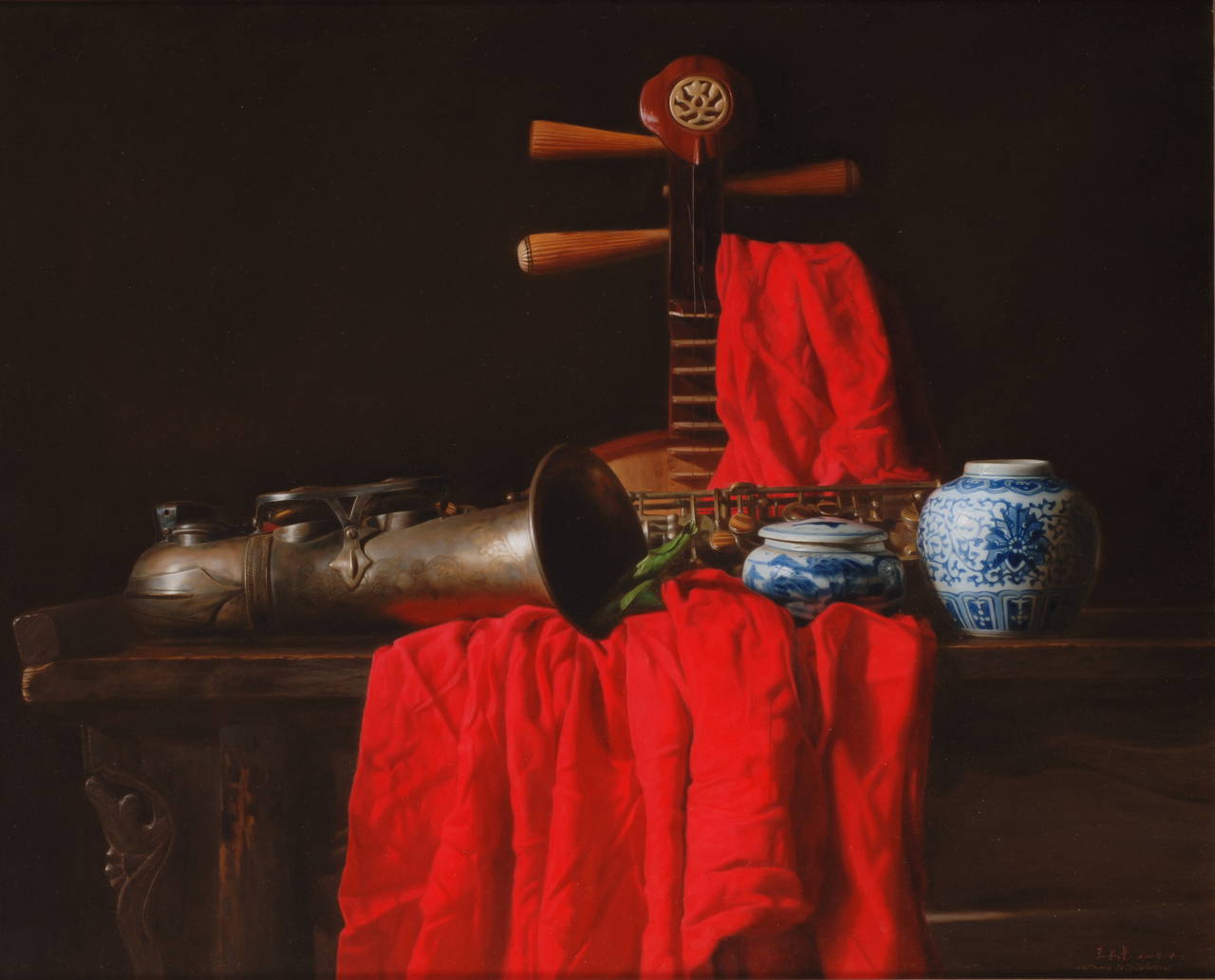 Wang Weidong - Still Life with Saxophone For Sale at 1stDibs