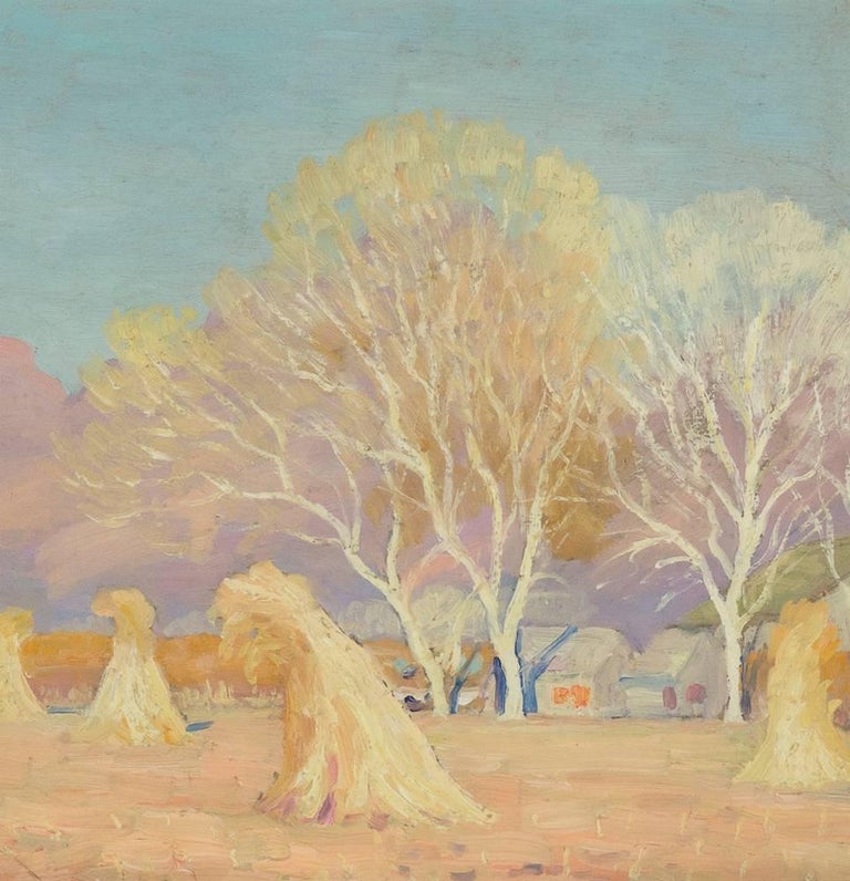 Albert Schmidt - Haystacks in Sunlight For Sale at 1stDibs