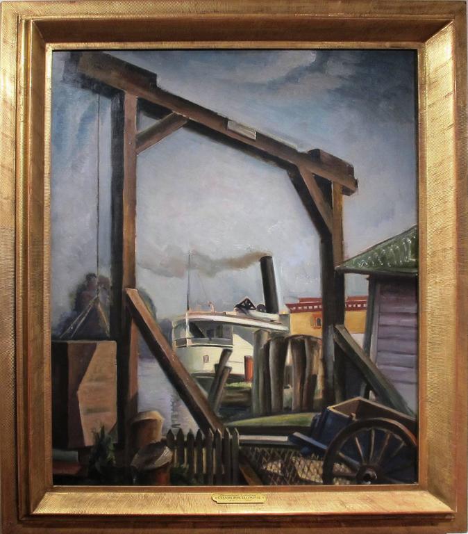 Charles Rosen - "Steamboat Landing", Painting For Sale at 1stdibs