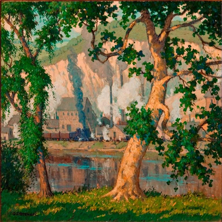 G.J. Stengel - "Factory and Sycamores" at 1stDibs