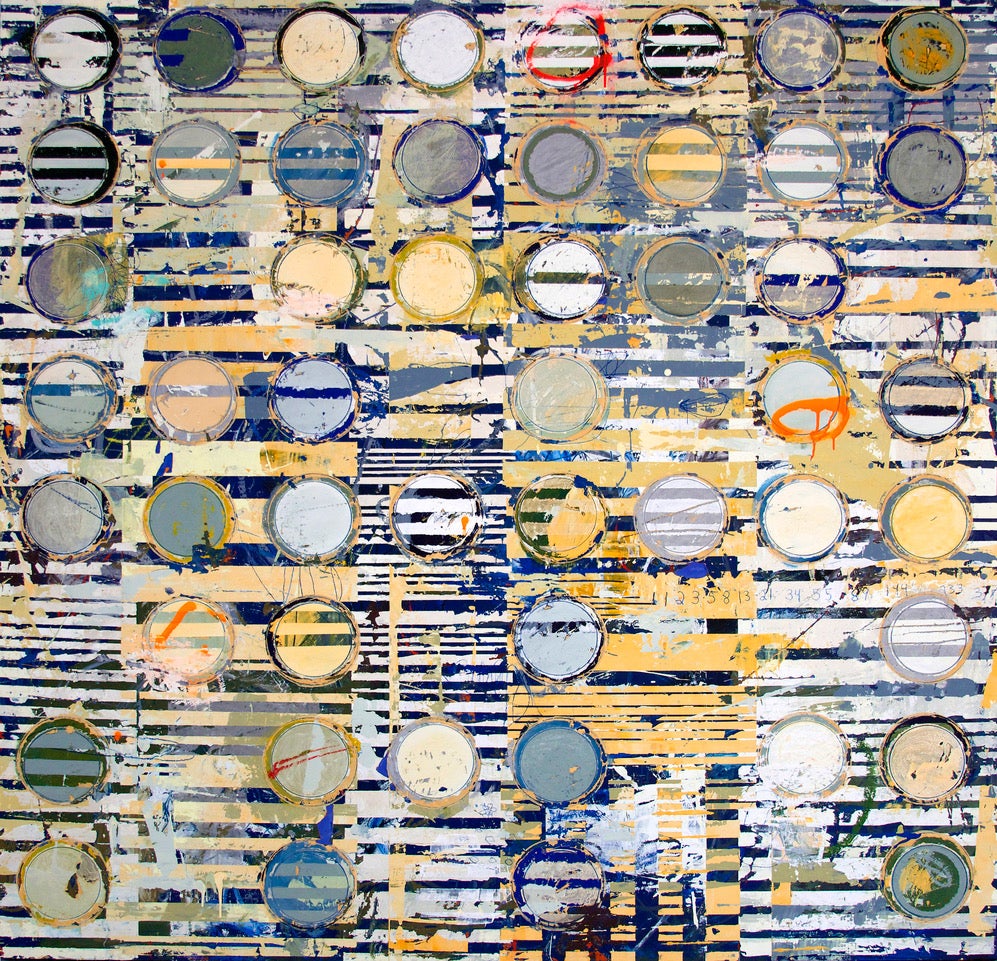 Jylian Gustlin - "Caelum 5" Abstract mixed media painting of a standing ...