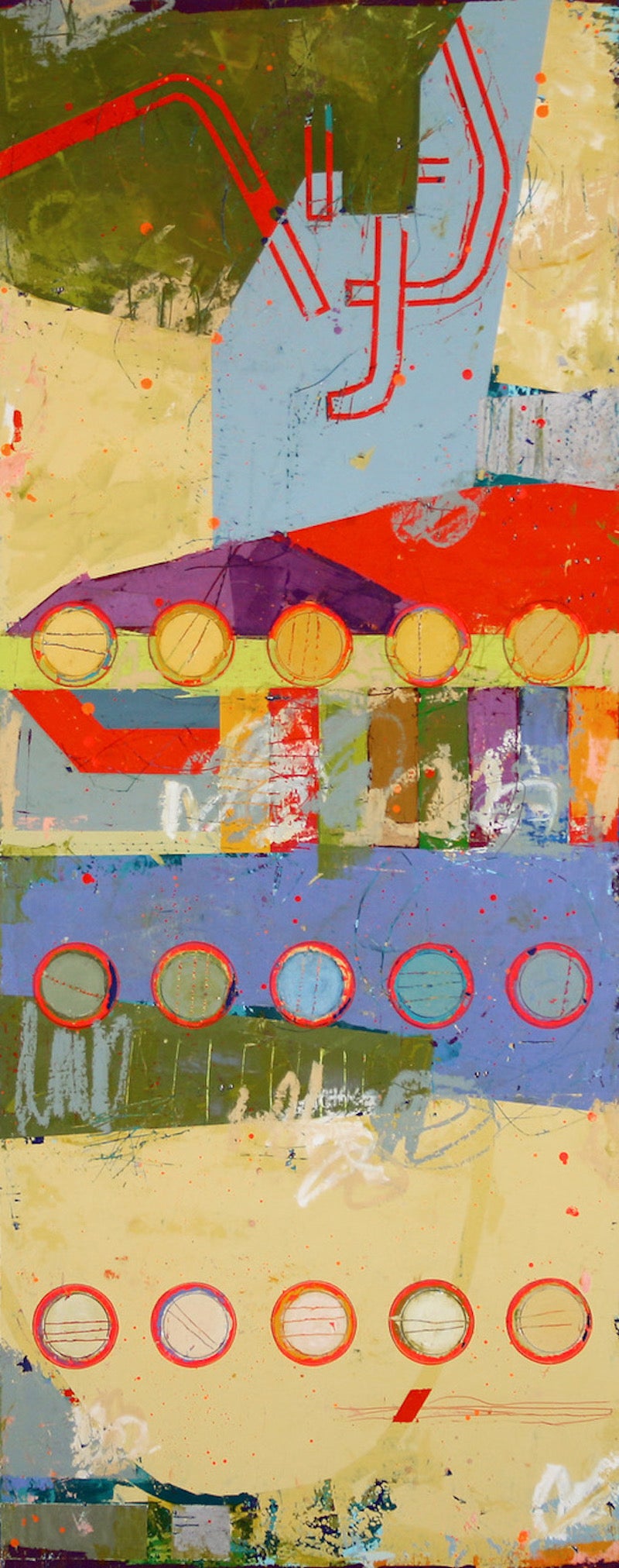 Jylian Gustlin - "Caelum 5" Abstract mixed media painting of a standing ...