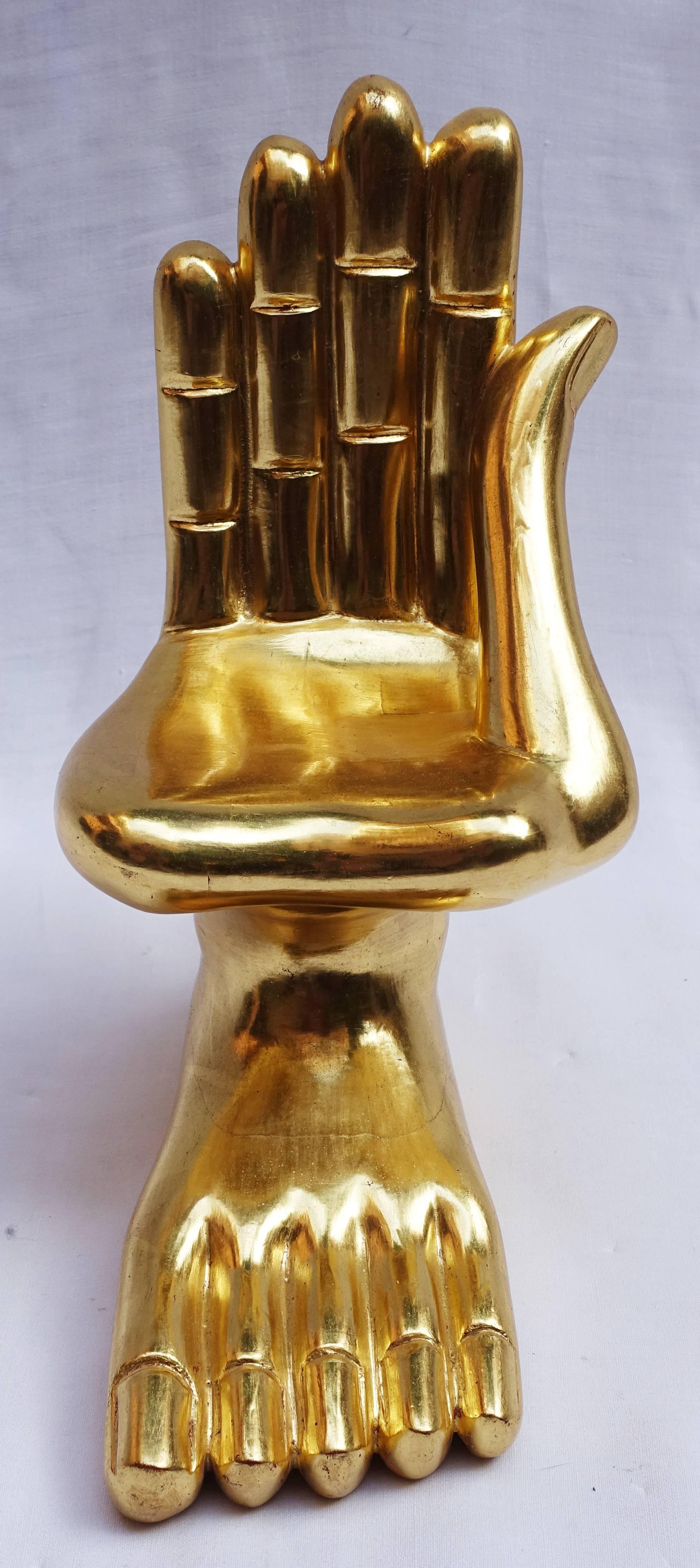 Pedro Friedeberg - Miniature gold hand sculpture For Sale at 1stDibs