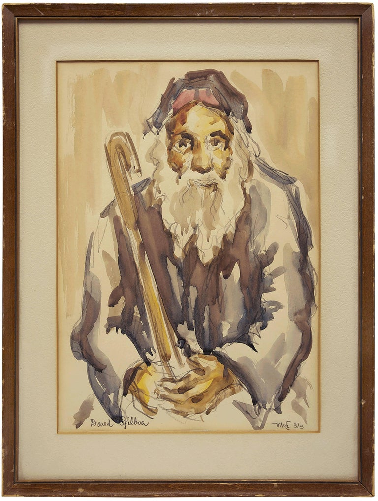 David Gilboa - Old Rabbi Holding a Cane at 1stDibs | david gilboa artist