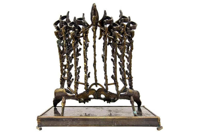 Chaim Hendin - Rare 1970s "Pelvis Menorah" Judaica Jewish Brutalist ...