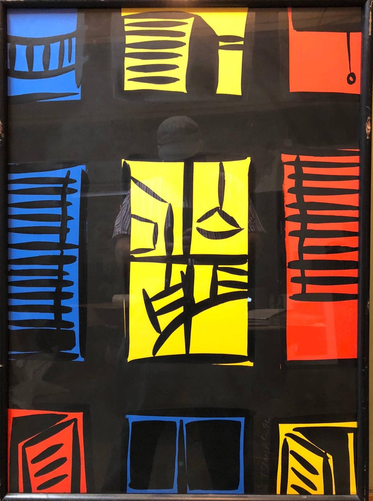 Tom Slaughter - New York Night, Vintage Large Modernist Pop Art ...