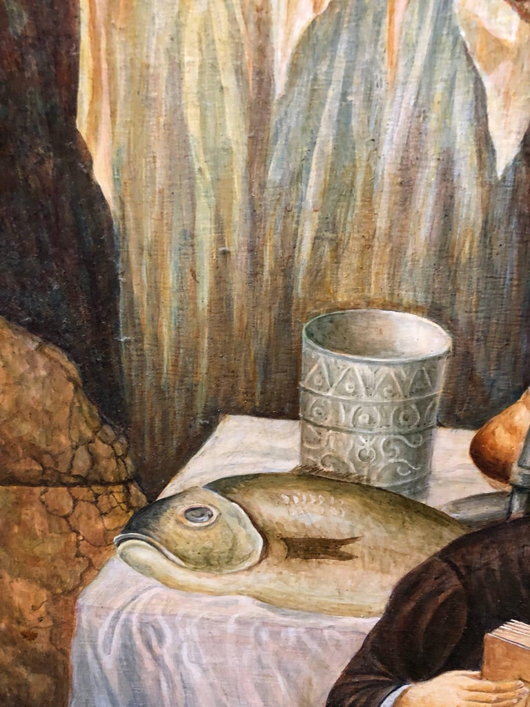 Anatol Gurevitch - Rare Israeli Modernist Judaica Oil Painting Rabbi ...