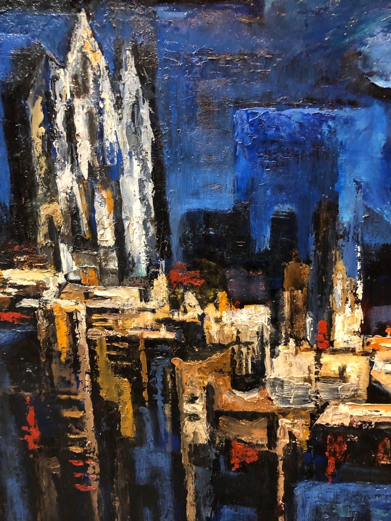 Fred Rappaport - Vienna Image, Large Abstract Cityscape Oil Painting ...