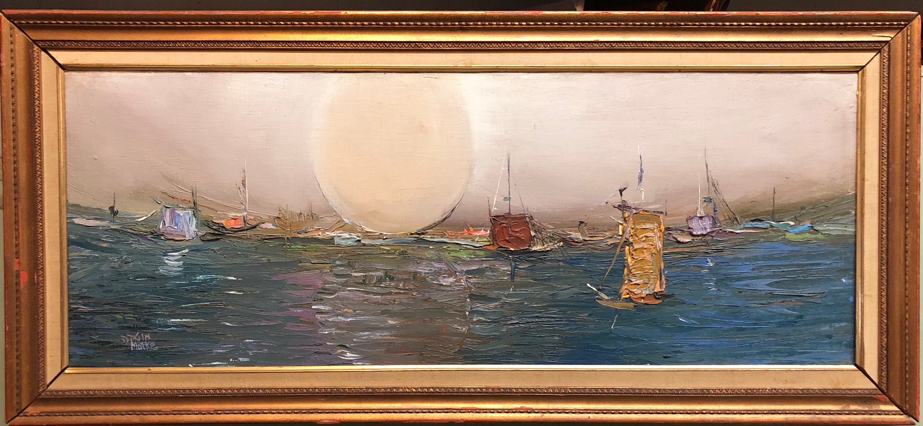 Regie Reginald Sidney Weston - Vintage Modernist Surreal Sailboat ...