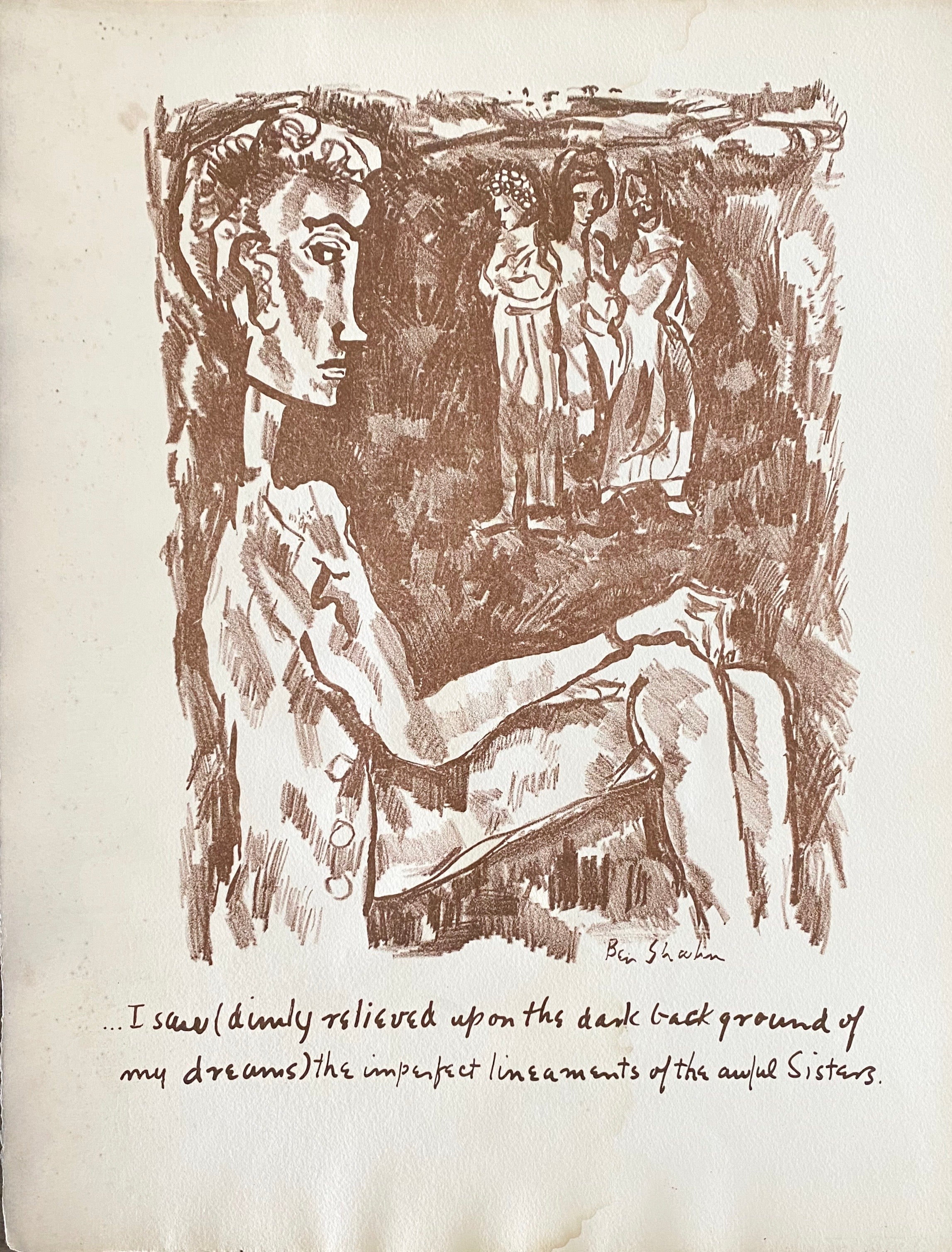 Ben Shahn - Ben Shahn Original Hand Signed Litho WPA Artist Rilke Poem ...