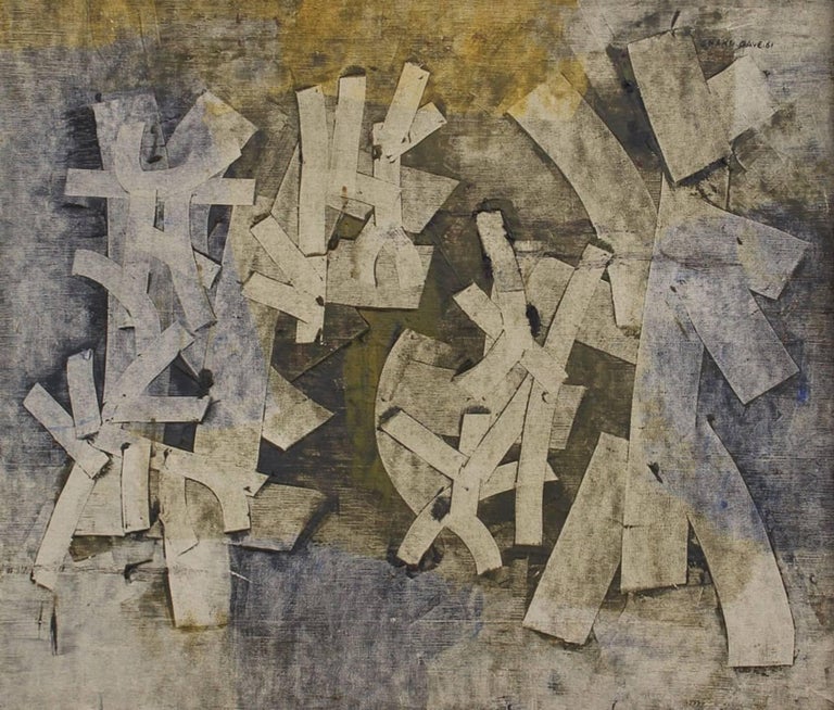Shanti Dave - Untitled Abstract Composition Painting with Collage For ...