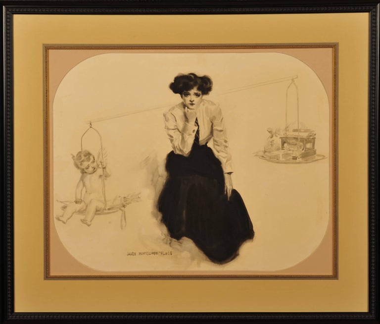 James Montgomery Flagg - Young Woman Contemplates Her Future: Romance ...