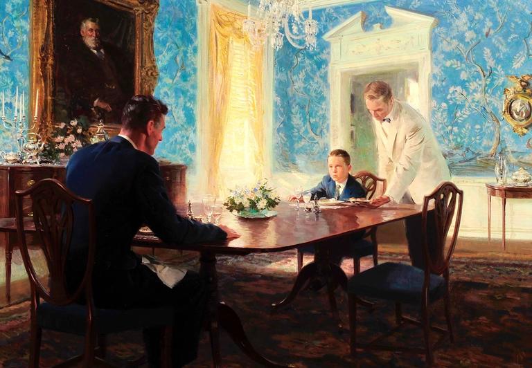 Tom Lovell - The Dining Room, Painting For Sale at 1stdibs