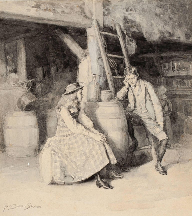 Alice Barber Stephens - Alphonse and Cherry in the Barn For Sale at 1stDibs