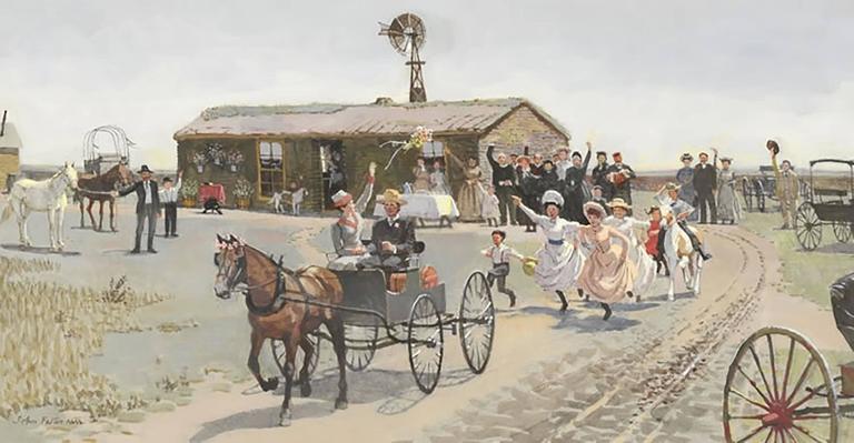 John Philip Falter - Horse and Buggy, Painting For Sale at 1stdibs
