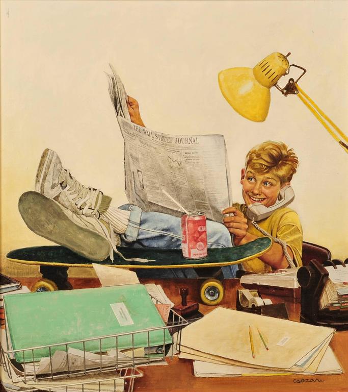Joseph Csatari - Boy With Newspaper at 1stDibs