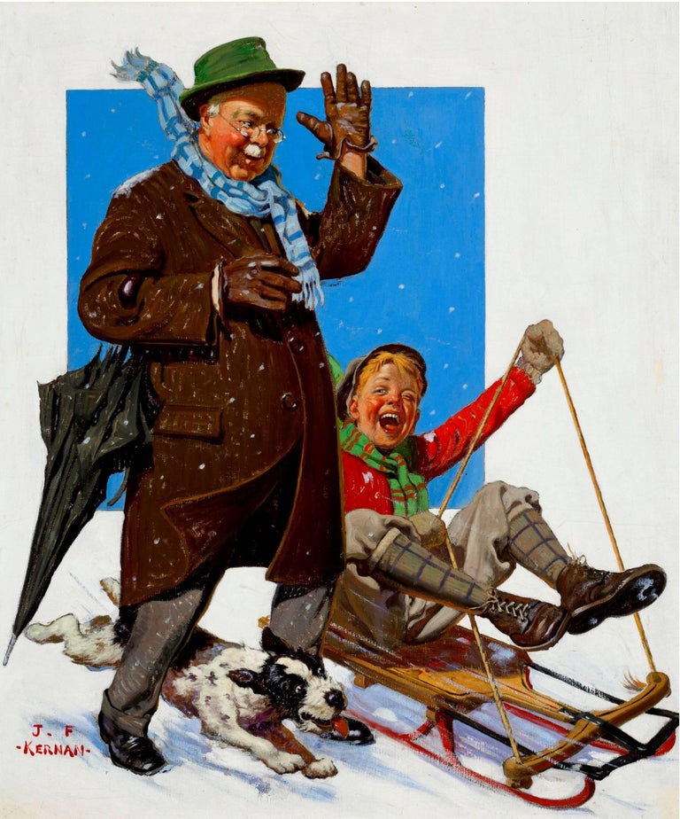 Joseph Francis Kernan - Sledding, Capper's Farmer Magazine Cover For ...