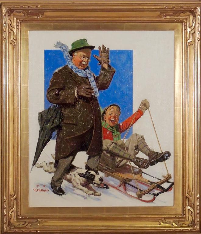 Joseph Francis Kernan - Sledding, Capper's Farmer Magazine Cover For ...