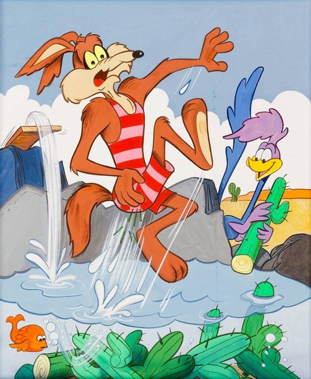 Unknown - "Beep Beep" The Road Runner Frame Tray Puzzle Painting For Sale at 1stDibs