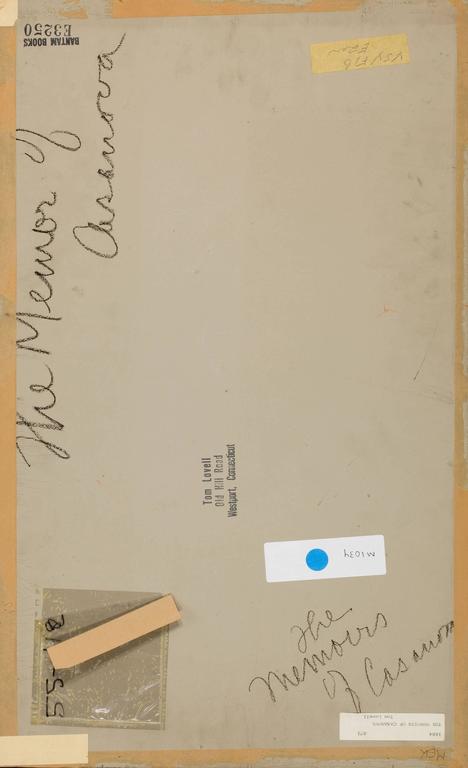 Tom Lovell - Memories Of Cassanova, Paperback Cover For Sale at 1stDibs