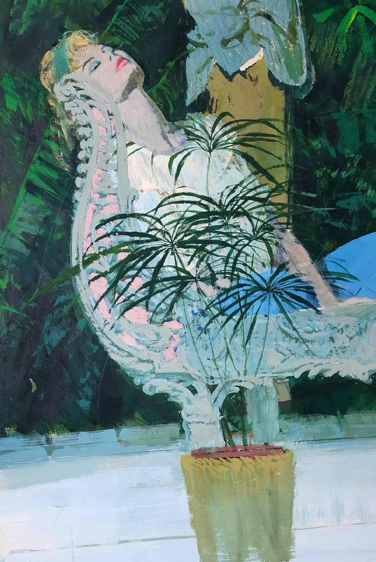 Joe Bowler - Reclining woman with man in background illustration For ...