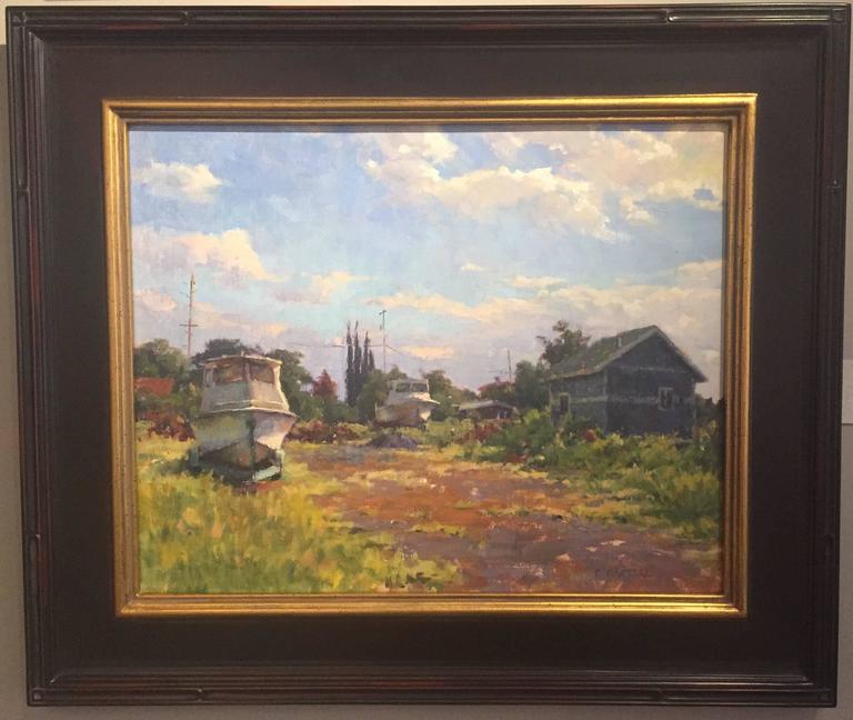 Carl Bretzke - Boats on a Back Lot, Painting For Sale at 1stdibs