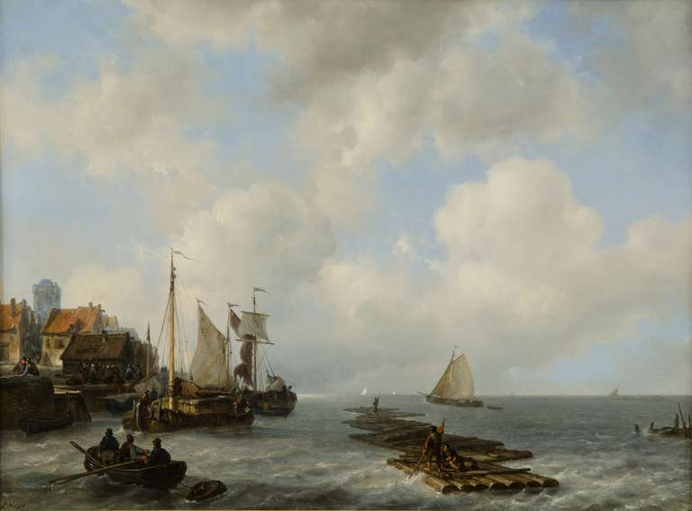 Johan Hendrik Louis Meijer - Wharf with sailing boats, rowing boats and ...