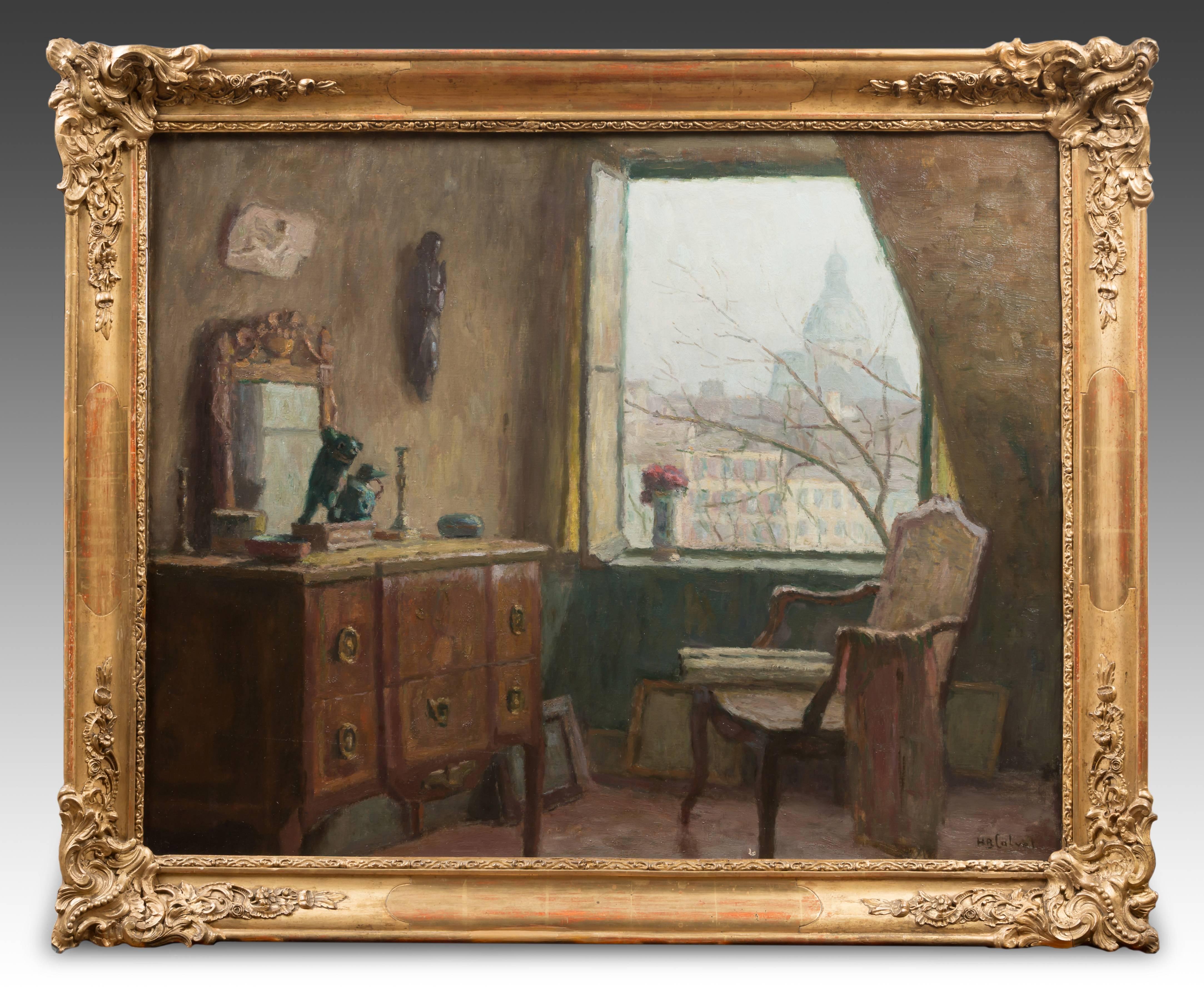 Henri Bernard Calvet - Parisian Interior Window View on the Pantheon by ...